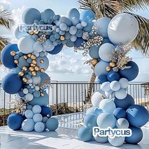 Amazon.com: Dusty Blue Balloon Arch Kit - Double Stuffed Dark Blue Baby Blue Balloon Garland ...