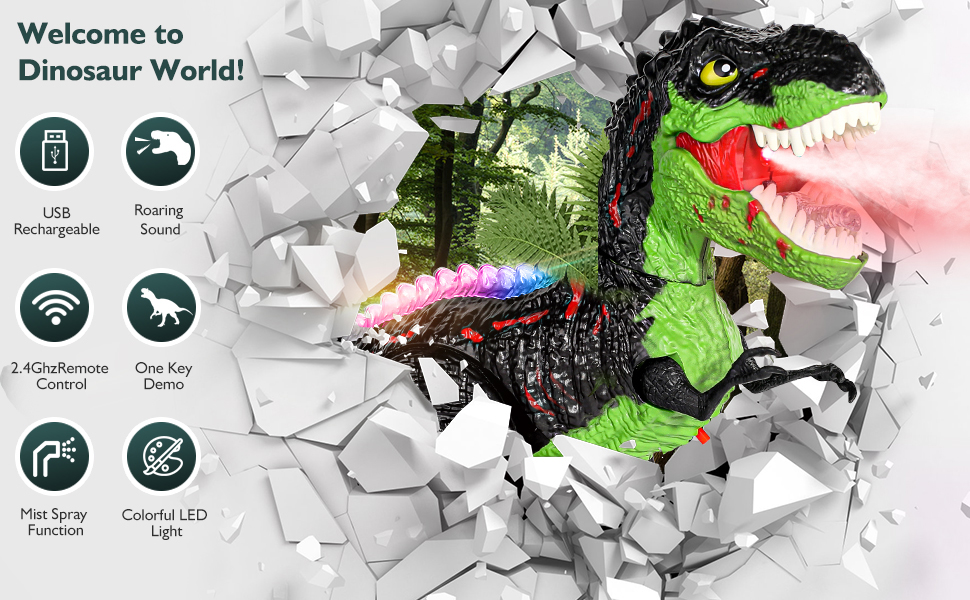 Amazon.com: FANURY Remote Control Dinosaur Toys for Kids 3-5 5-7, 2.4G RC Walking T-rex with 360 ...