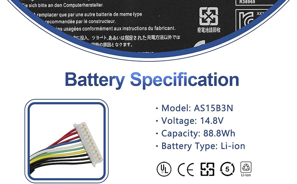 WISTAR AS15B3N Laptop Battery for Acer Predator 15 G9-591 G9-591G G9-592 G9-592G G9-593 Predator ...