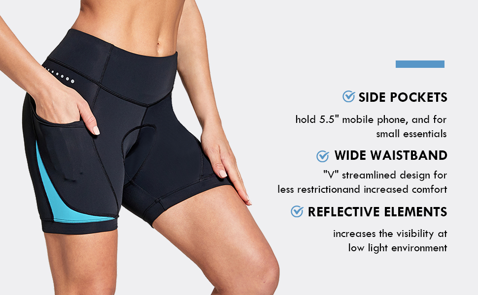 BALEAF Women's 4D Padded Bike Shorts Cycling Underwear with Padding Pockets Bicycle Gear Bike ...