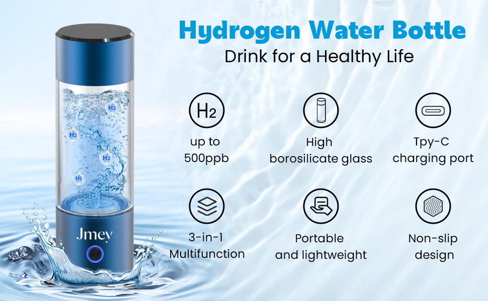 Amazon.com: Hydrogen Water Bottle, 5000ppb Rechargeable Hydrogen Water Bottle Generator with SPE ...