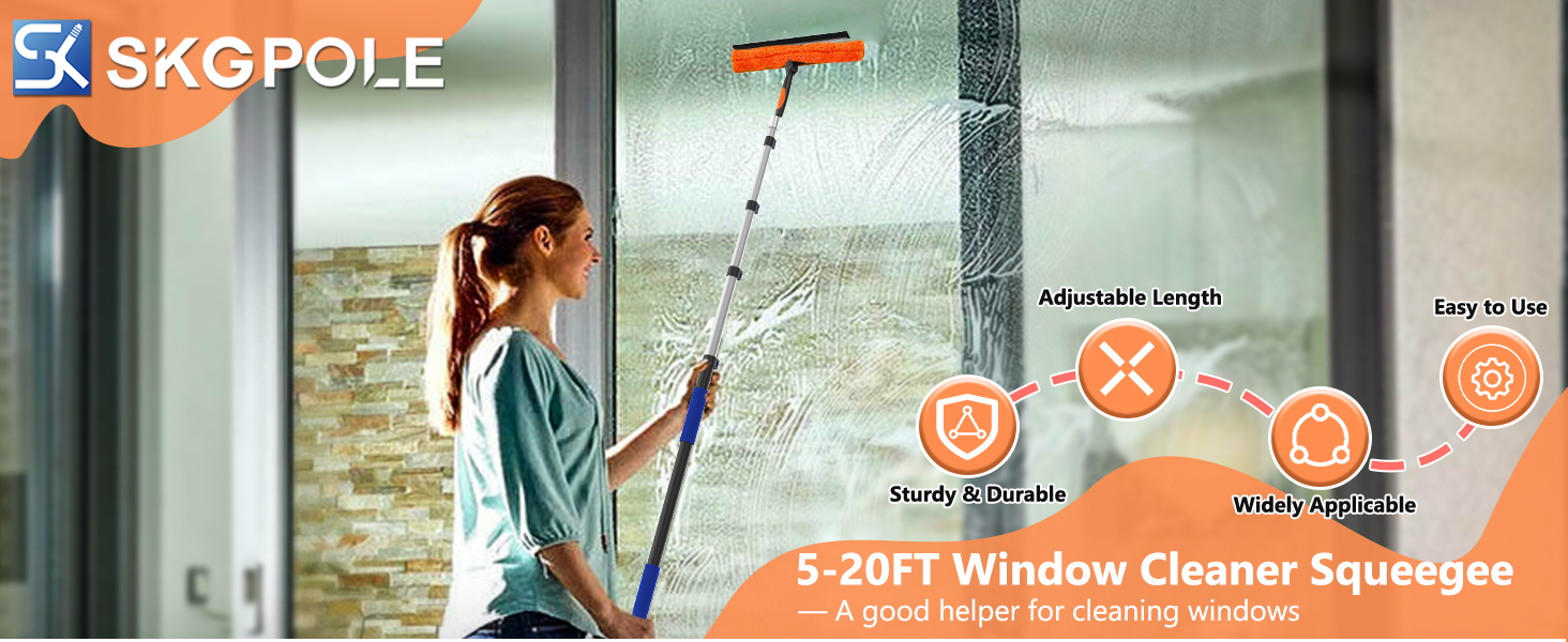 Amazon.com: SKGPOLE Squeegee for Window Cleaning Kit with 5-19 Foot Telescoping Extension Pole ...