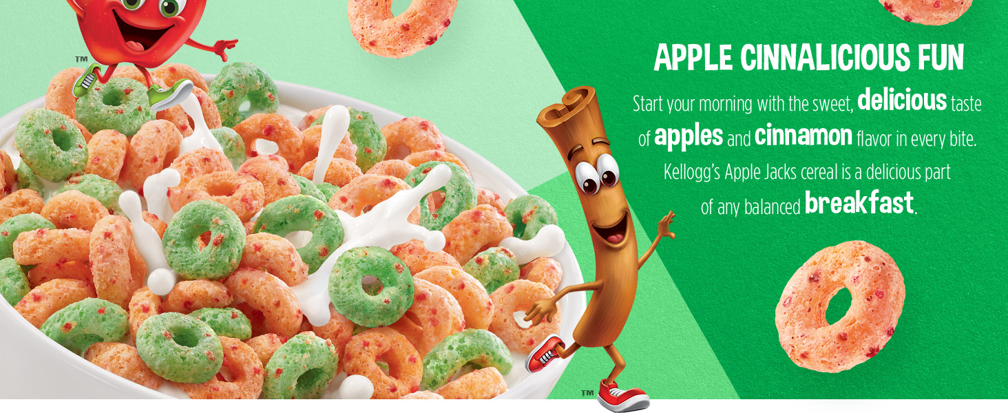 Amazon.com: Kellogg's Apple Jacks, Breakfast Cereal, .63oz (96 Count ...