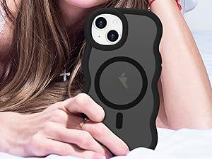 Amazon.com: Pepmune for iPhone 14 Plus/iPhone 15 Plus Case, Curly Wave Frame Hard Translucent ...