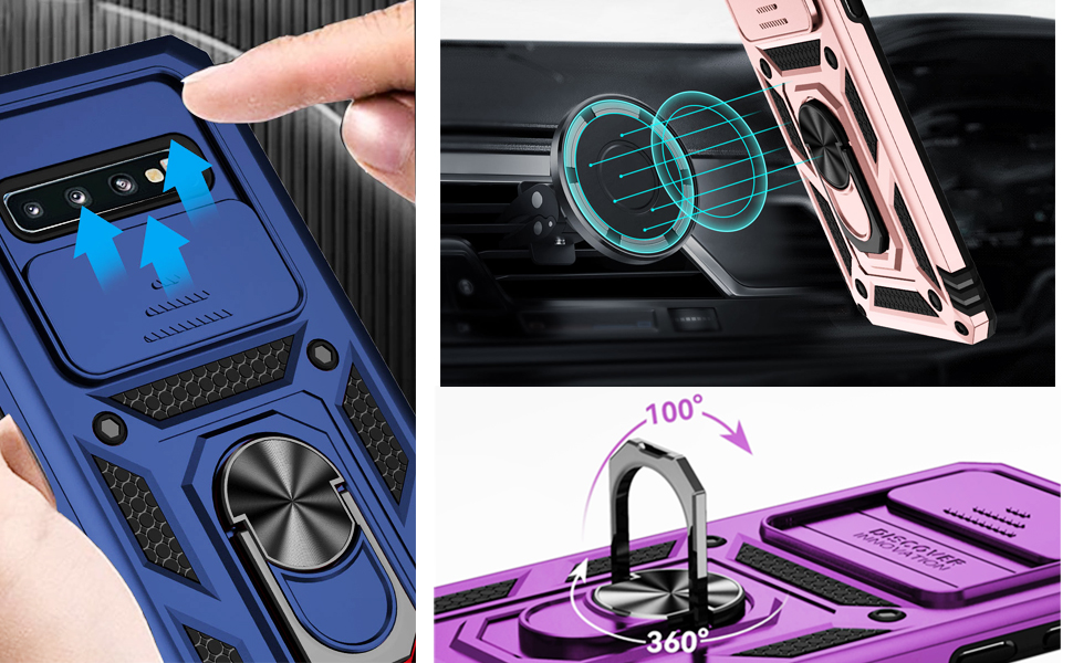 Amazon.com: AKINIK for Samsung Galaxy S10 Plus Case with Slide Camera Cover and Self Healing ...