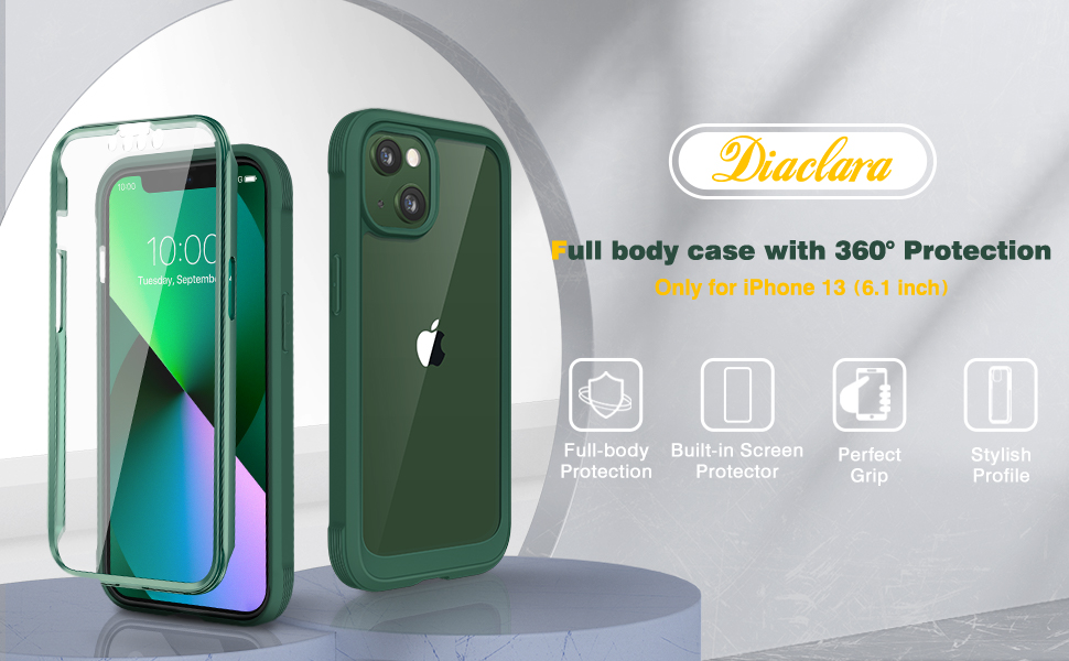 Amazon.com: Diaclara Designed for iPhone 13 Case, Full Body Rugged Case with Built-in Touch ...