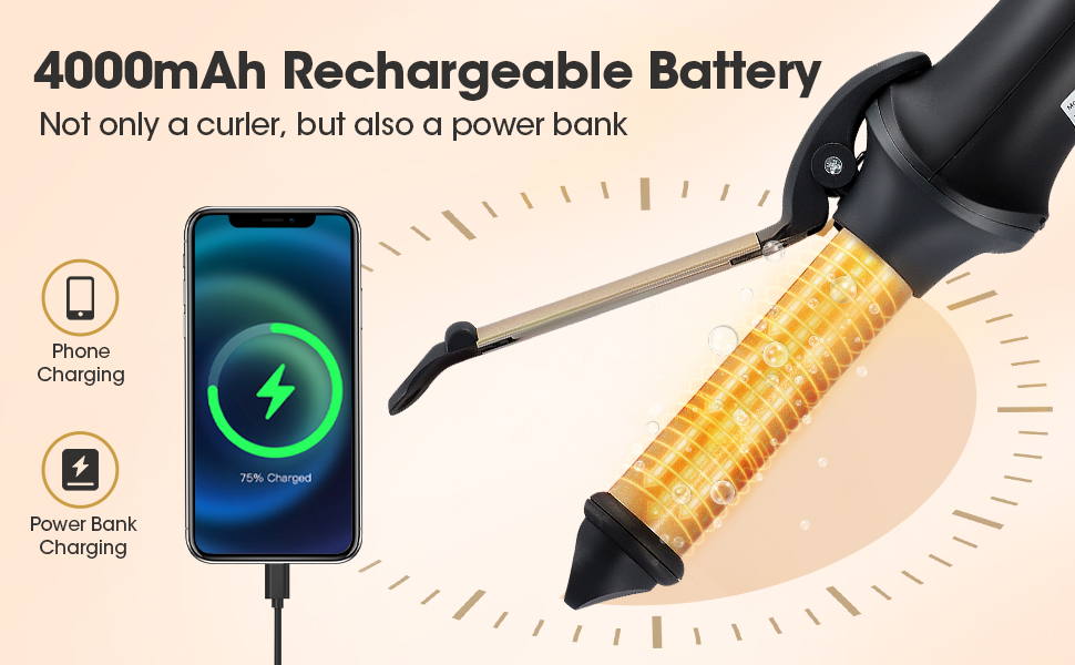 Cordless 2 in 1 Travel Mini Hair Curler and Straightener for Short Hair, Portable Curling Iron ...