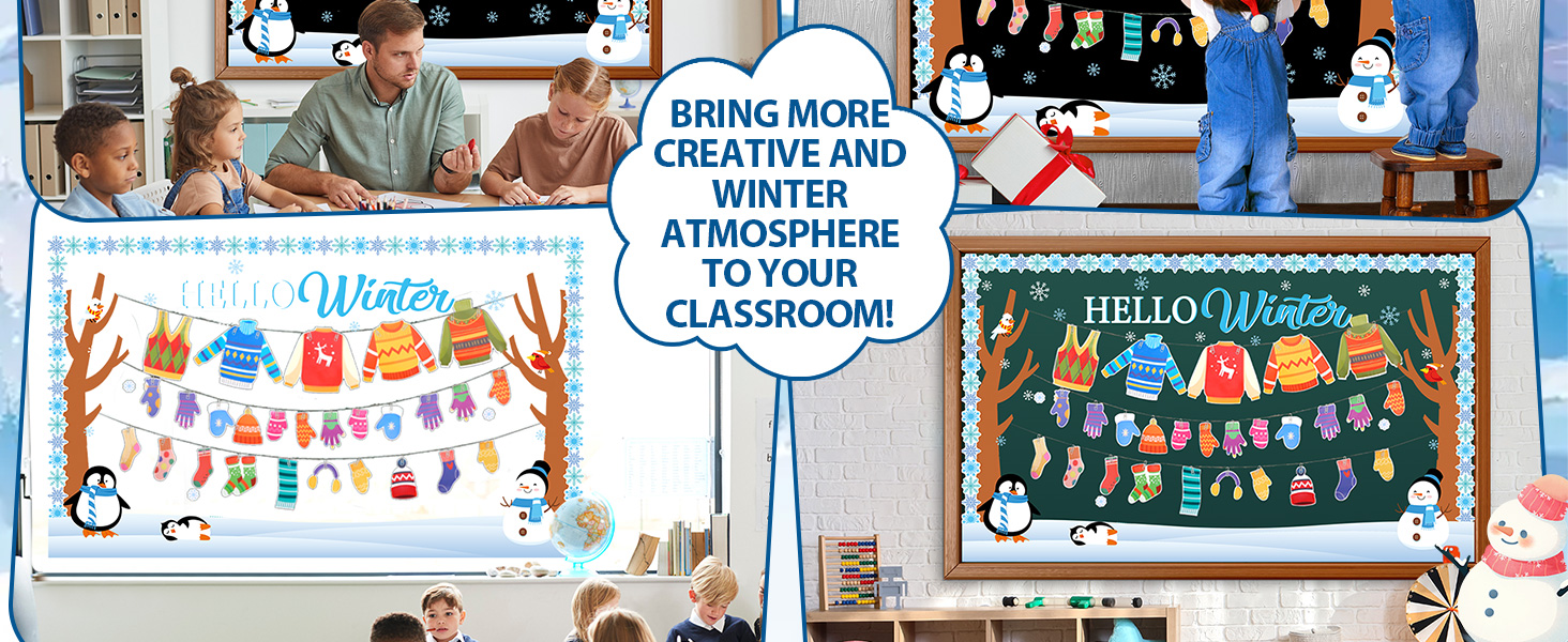 Amazon.com: Hello Winter Bulletin Board Decorations - Classroom Sweater ...