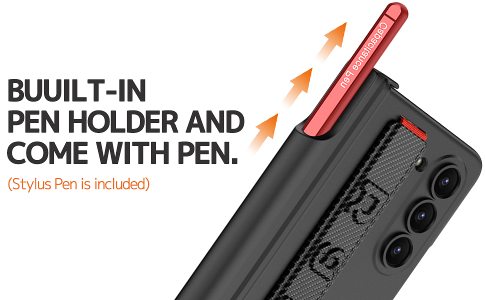 Amazon.com: NINKI for Samsung Galaxy Z Fold 5 Case with S Pen (Red) & Strap Carbon Fiber Black ...