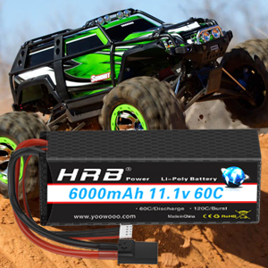 HRB 2PCS RC Lipo Battery 6000mah 11.1V 3S 60C Hardcase with TR Plug Compatible with RC ...
