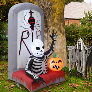 Amazon.com: Motiloo 5 Ft Inflatable Halloween Yard Decorations - Outdoor Blow Up Yard Skull ...