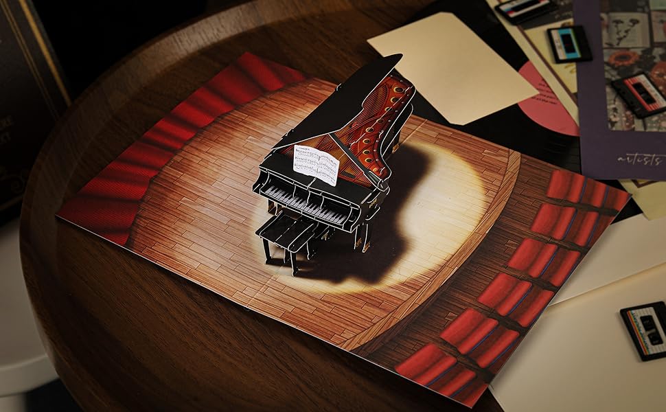 Amazon.com : Liif Grand Piano Pop-Up Card, Thank You, 8 in x 6 in, Laser Cut and Hand Assembled ...