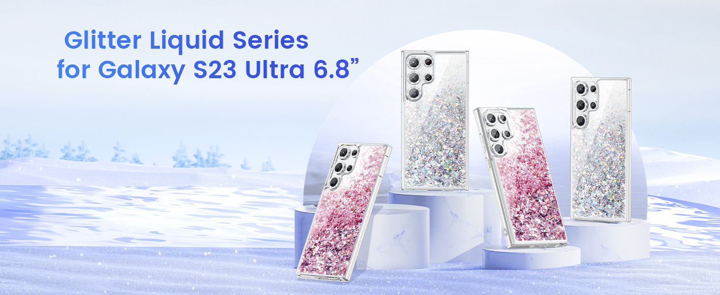 Amazon.com: Caka [1+5] for Galaxy S23 Ultra Case, S23 Ultra Case Glitter with Camera Lens ...