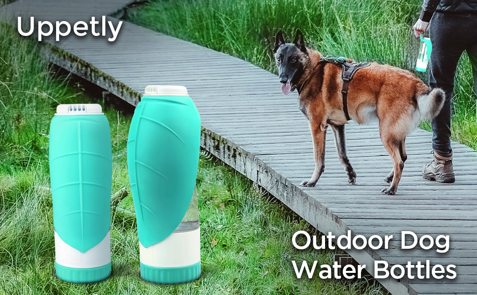 Uppetly Dog Water Bottle, Pet Water Bottle with Food Container and Drinking Feeder, Leak Proof ...