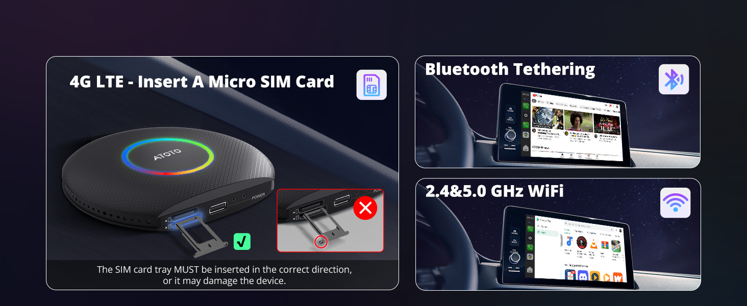 Amazon.com: ATOTOZONE CB6 CarPlay AI Box&Android AI Box, Wireless CarPlay/Android Auto Adapter ...