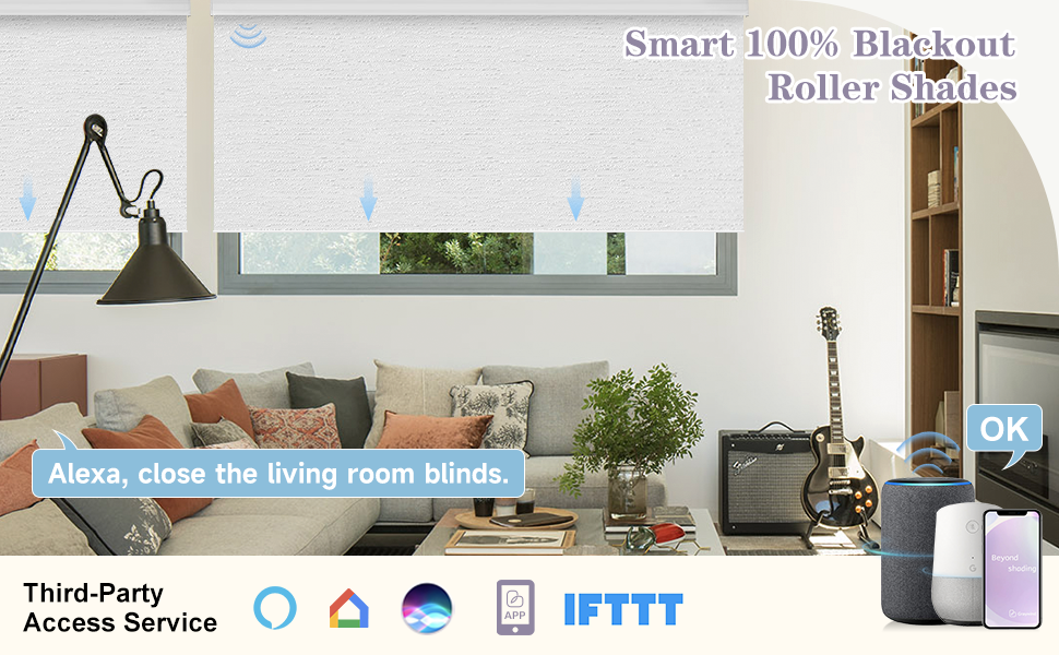 Amazon.com: Graywind Smart Blackout Roller Shades Compatible with Alexa Google Textured Gleaming ...