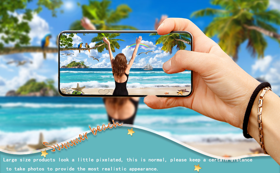 Amazon.com : XEYSM 7x5FT Summer Seaview Backdrop Summer Beach Blue Sky Sea Wave Palm Tree Parrot ...