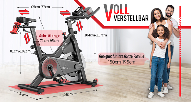 JOROTO X4S Bluetooth Heimtrainer Fahrrad, Ergometer Homtrainer mit lesbarem Magnetwiderstand ...