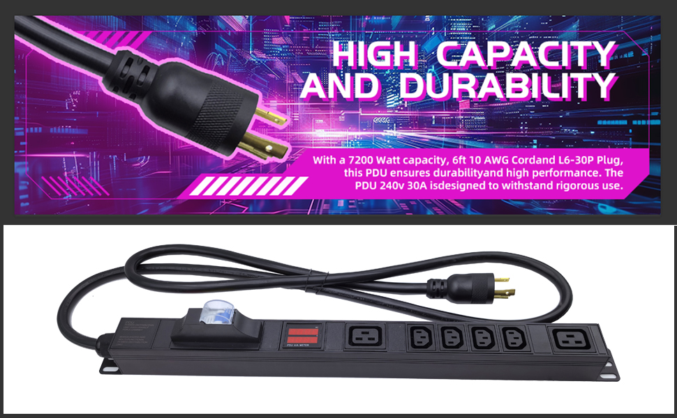 Amazon.com: Data Center 240V 50Amp Server Cabinet L6-50P 8 Outlets IEC C13 PDU Meter PDU ...