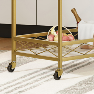 Amazon.com - Amyove Gold Bar Cart, 2 Tier Bar Carts for The Home, Bar Carts with Wheels, Serving ...