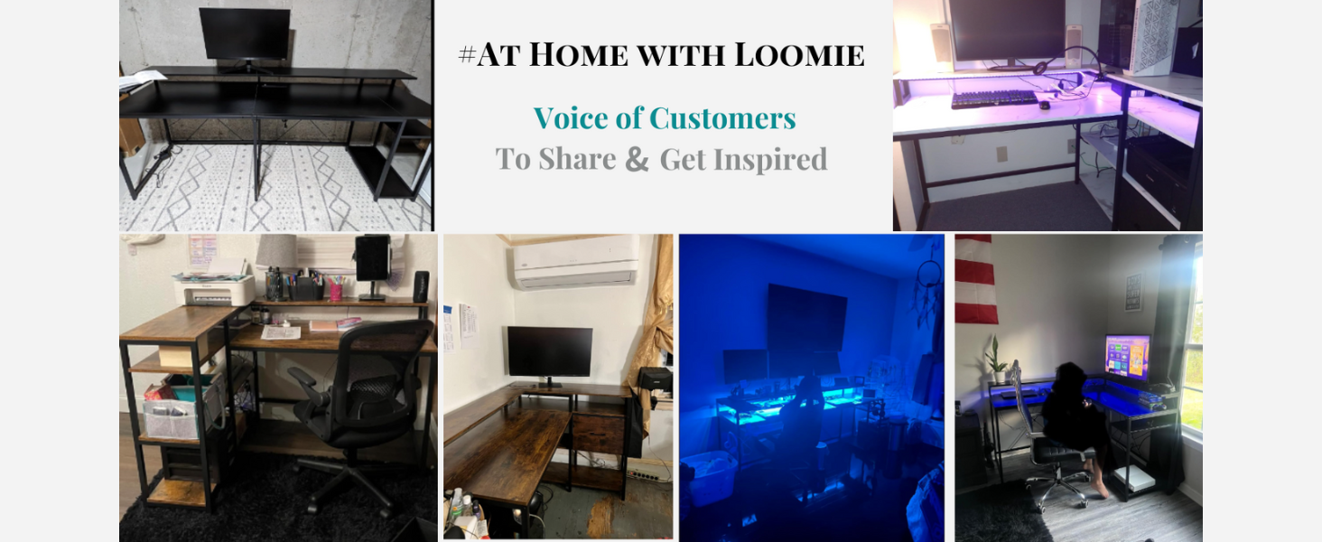 Amazon.com: Loomie Escritorio reversible en forma de L con cajón, escritorio industrial de ...