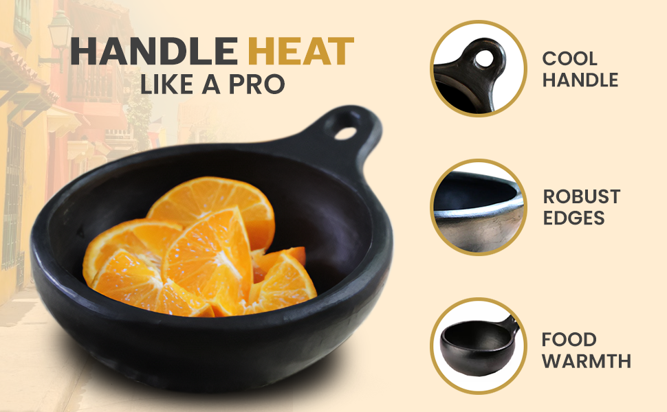 Amazon.com | Toque Blanche Chamba Black Clay Bowl with One Handle ...