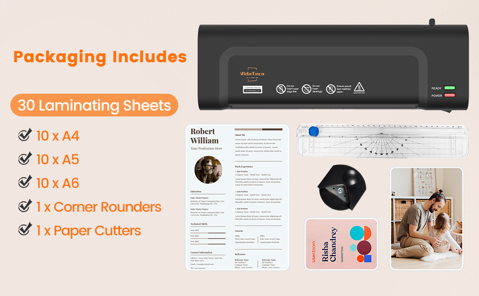 Laminator, Portable A4 Thermal Laminating Machine with Hot and Cold Settings, Quick Warm-up and ...