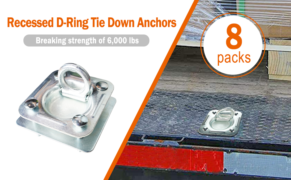 Amazon.com: LULU CARGO CONTROL 1/2" Recessed D-Ring Tie Down Anchors (6,000 lbs Capacity), 8 ...