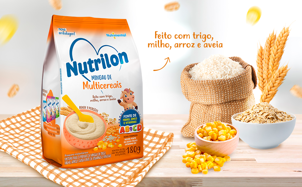 Nutrilon Mingau Multicereais 180G - Feito Com Trigo Milho Arroz E Aveia Fonte De Ferro Zinco E ...