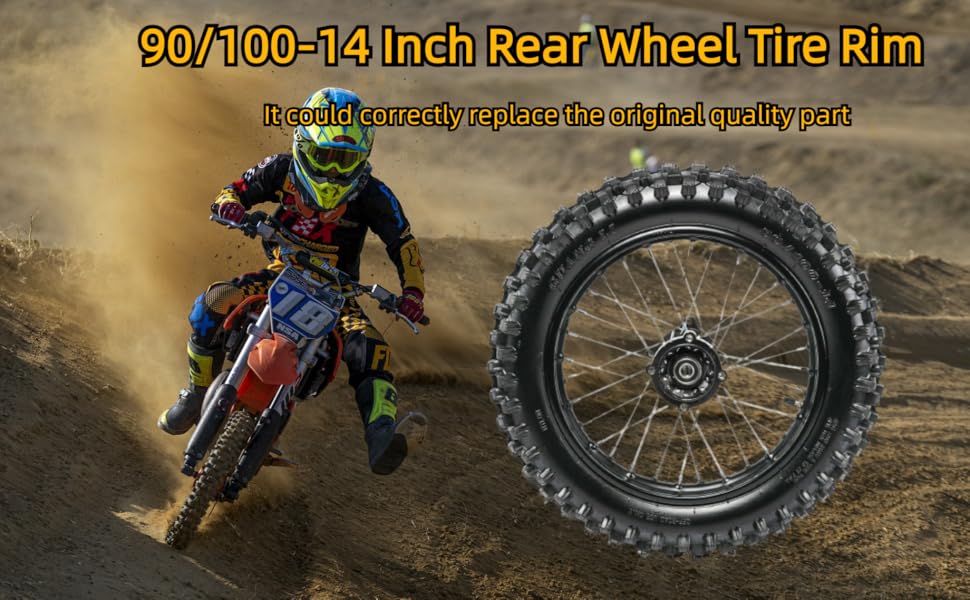 Amazon.com: 90/100-14 Inch Rear Tire Wheel Rim for Dirt Bike, Pit Bike, Monkey Bike, 125CC 140CC ...