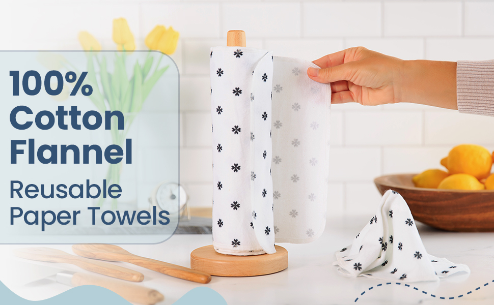 Amazon.com: Reusable Paper Towels Washable Roll (12"x10”) - Soft Absorbent 100% Cloth Paper ...