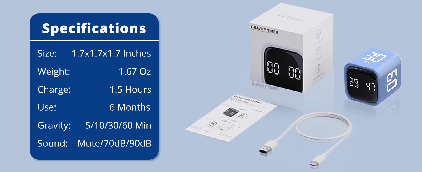 Productivity Timer Flip Gravity Sensor Cube Timer Countdown And Countup Mute And Vibrate
