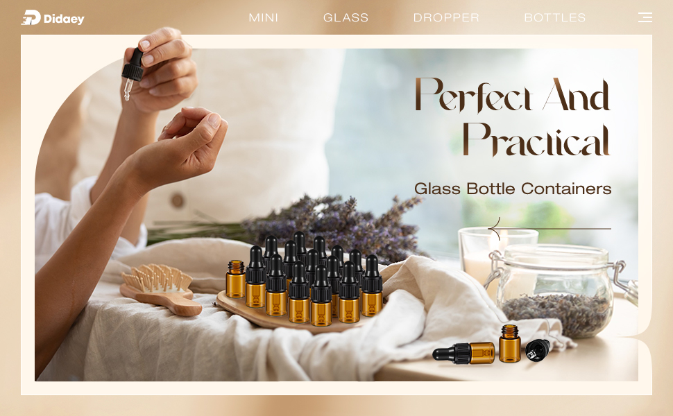 Amazon.com: Didaey 200 Pcs Mini Glass Oil Dropper Bottle Bulk, Clear ...