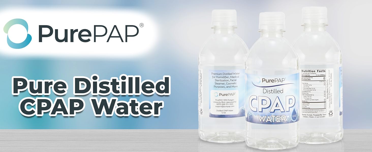 Amazon.com: PurePAP Pure Distilled CPAP Water - 12-Pack of 12oz Bottles Distilled Water - Travel ...
