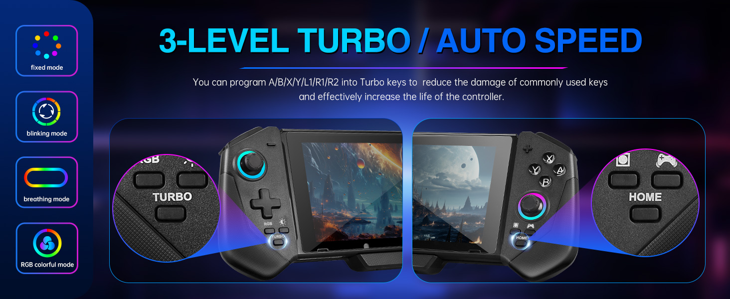 Amazon.com: Controller for Switch/OLED Inline Gaming Handle with 6-axis Gyroscope Function RGB ...