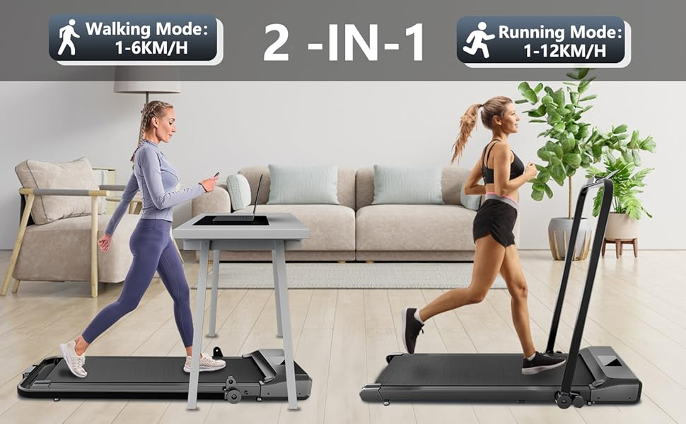 CANMALCHI Home Treadmill Foldable 1-12KM/H Adjustable Speed,Walking Running Machine Pad Portable ...