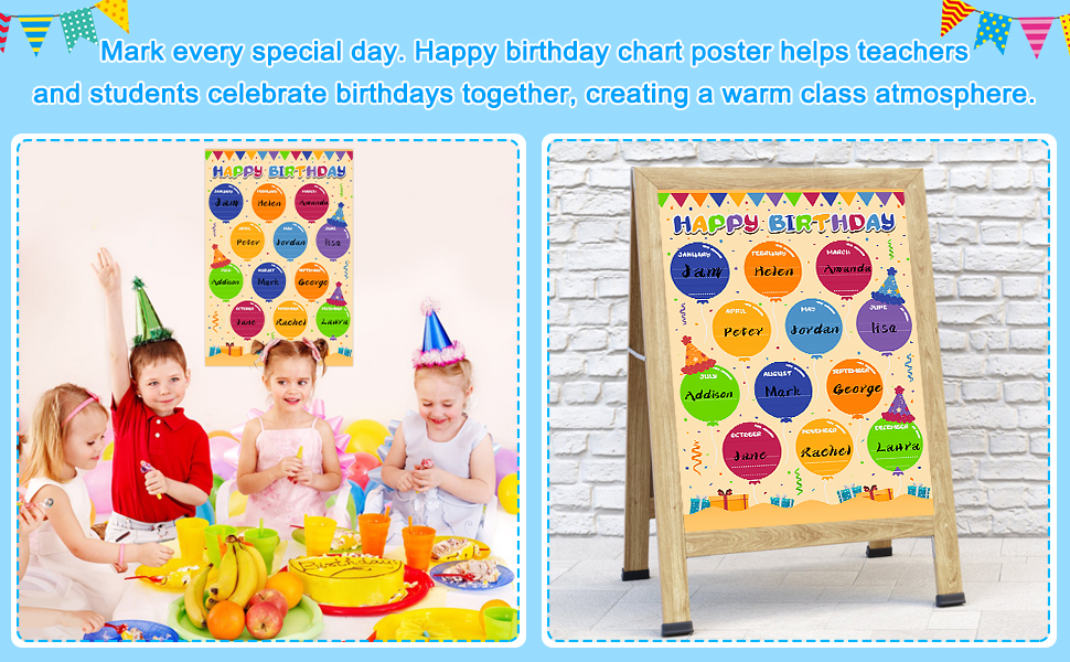 Amazon.com: FLYAB Birthday Poster for Classroom - Balloons Chart for ...