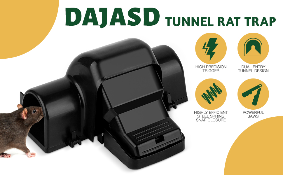 DAJASD Rat Traps, 2 Pack Professional Rat Traps That Kill Instantly with Safety Box, Reusable ...