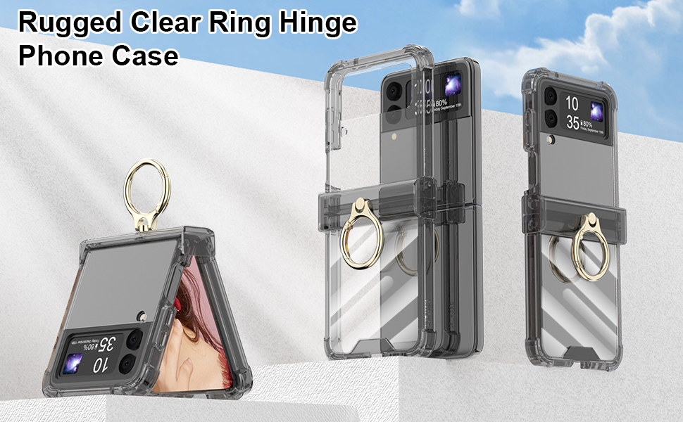 Galaxy Z Flip 4 Case with Hinge Protection Clear Samsung Flip 4 Case with Kickstand Protective ...