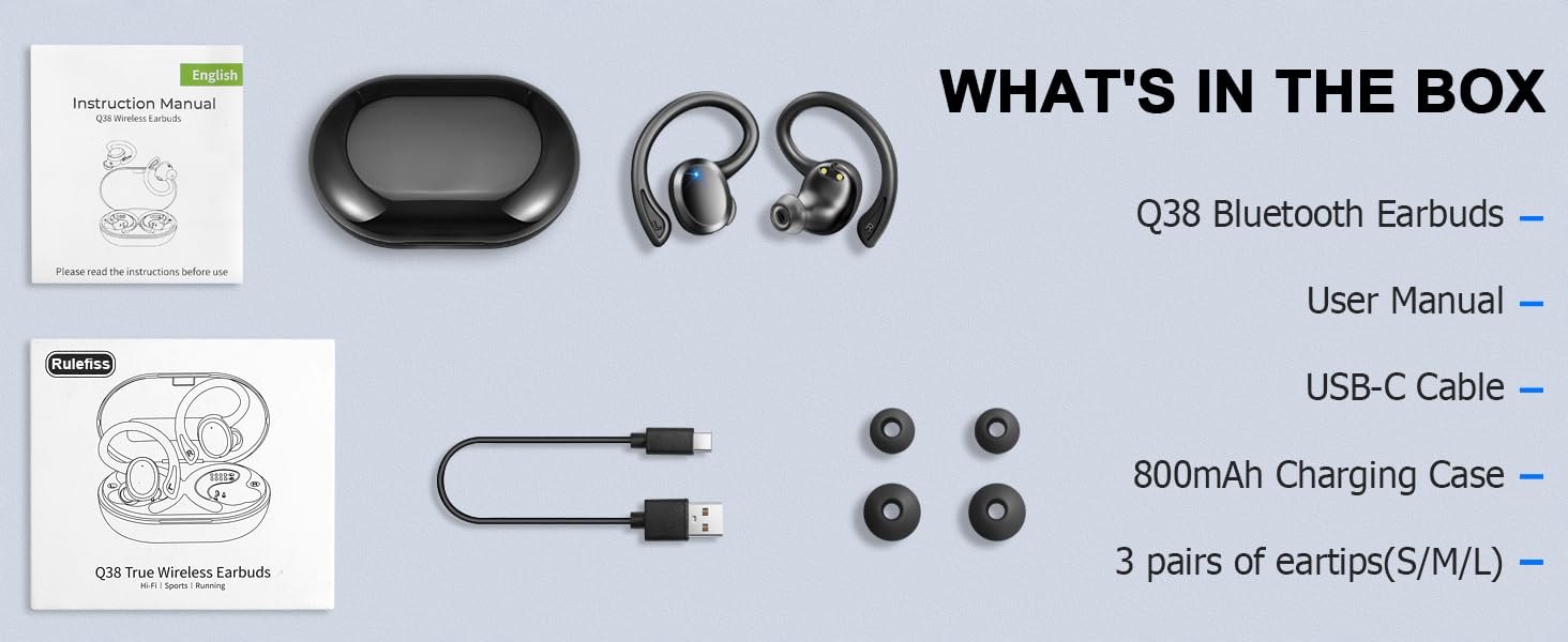 Rulefiss Wireless Earbuds, Wireless Headphones with HD Mic Bluetooth 5. ...