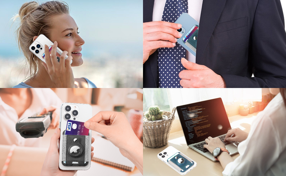 Amazon.com: Magnetic Phone Wallet with AirTag Holder, Apple Phone Wallet Card Holder for iPhone ...