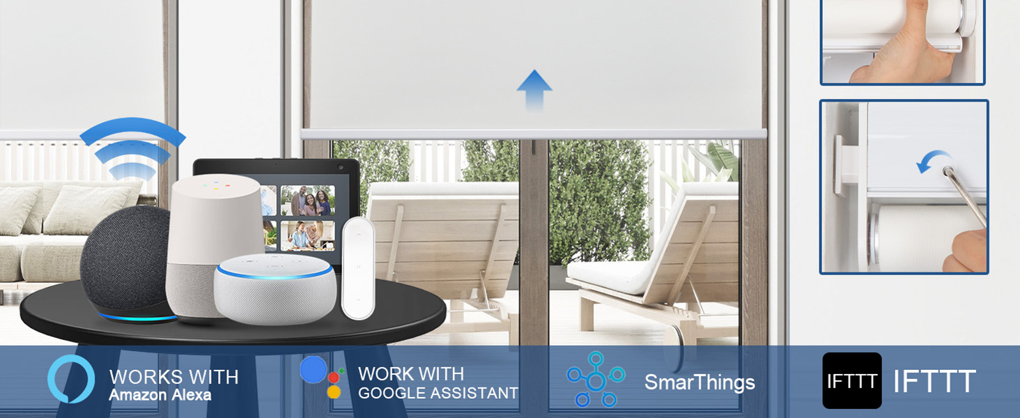 Amazon.com: Grandekor No Drill Motorized Blinds with Remote, Blackout Roller Shade Electric ...