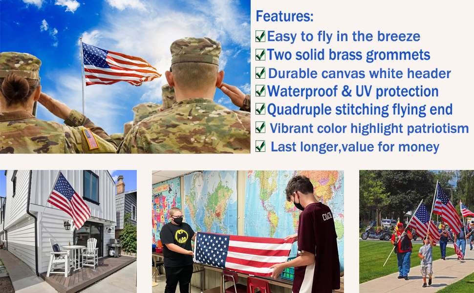 Amazon.com : DLORY American Flag 4x6 ft Light Weight Polyester UV Fade Resistant US Flag 2 Brass ...