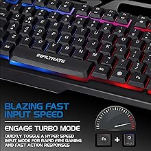ENHANCE Infiltrate KL2 Membrane Gaming Keyboard - Quiet Keyboard with 3 ...