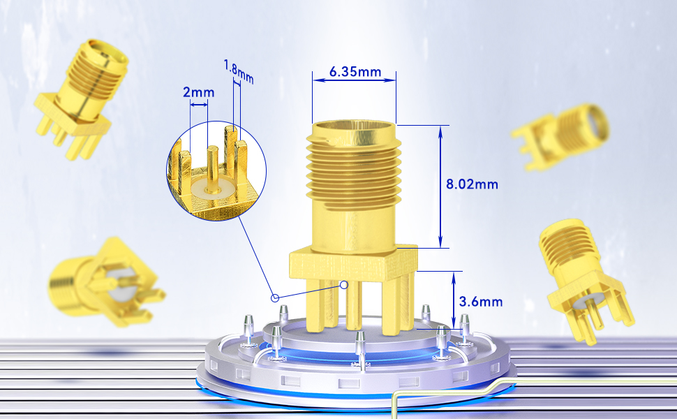 Superbat SMA Connectors RF Coaxial SMA Female Jack PCB Edge Mount Connector Solder Adapter ...