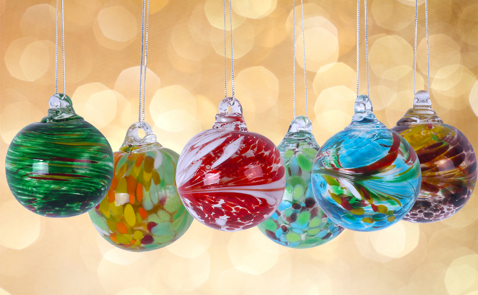 Amazon.com: 6pcs Hand-Blown Colorful Glass Christmas Ball Ornaments ...