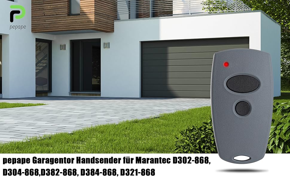 pepape 2 Stück Garagentor Handsender für Marantec D302-868, D304-868, D384-868, D321-868, D323 ...