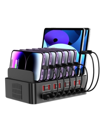 Amazon.com: Estación de carga para múltiples dispositivos, estación de carga USB múltiple con 10 ...