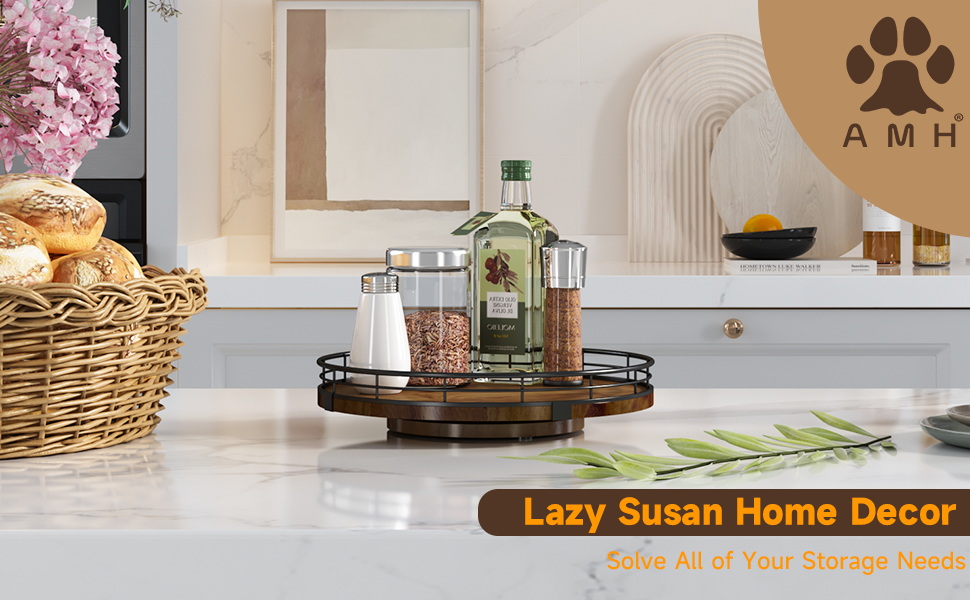 Amazon.com - Farmhouse Oak 10" Lazy Susan Turntable Organizer for Cabinet, Round Wooden Lazy ...