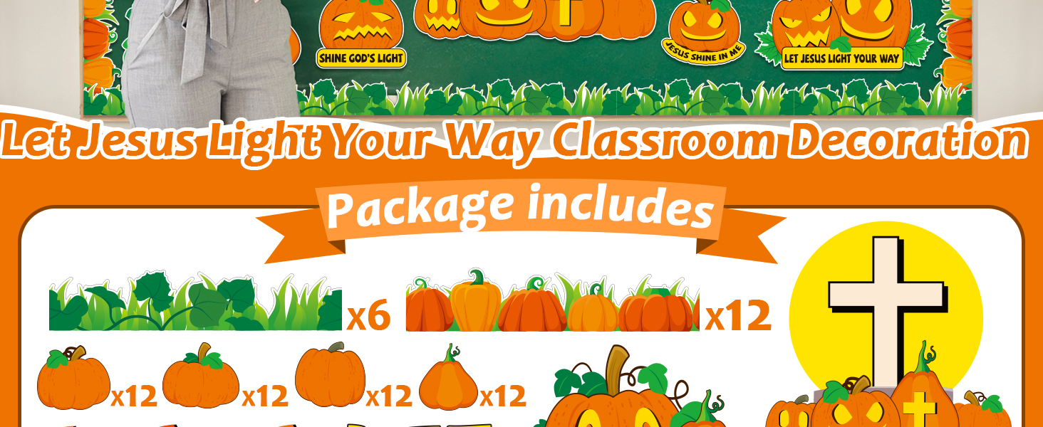 Amazon.com : 83Pcs Fall Christian Pumpkin Bulletin Board Set Let Jesus ...